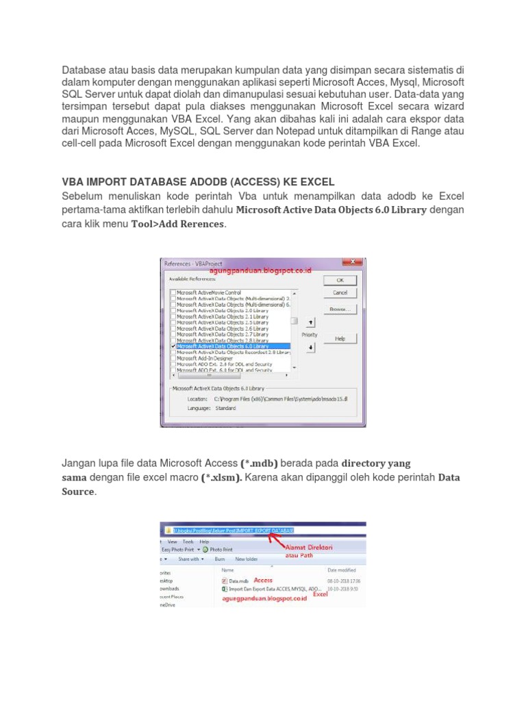 VBA Import Database ke Excel | PDF | Komputer | Teknologi & Rekayasa