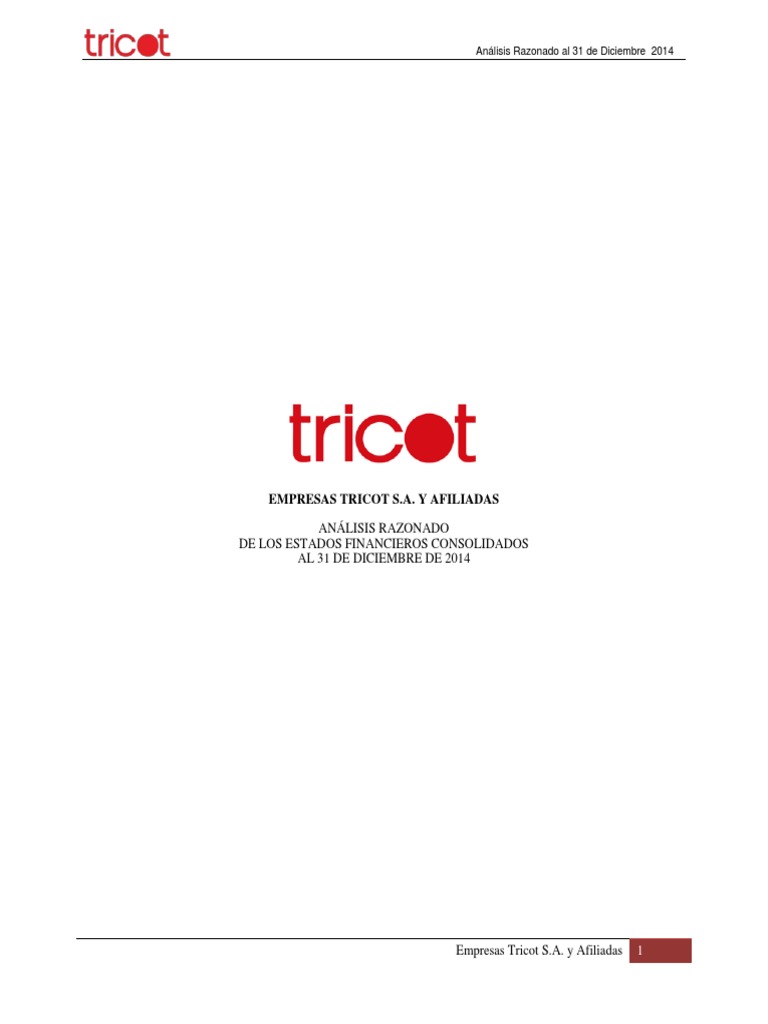 Analisis Razonado Empresas Tricot Dic 14 | PDF | normas internacionales ...