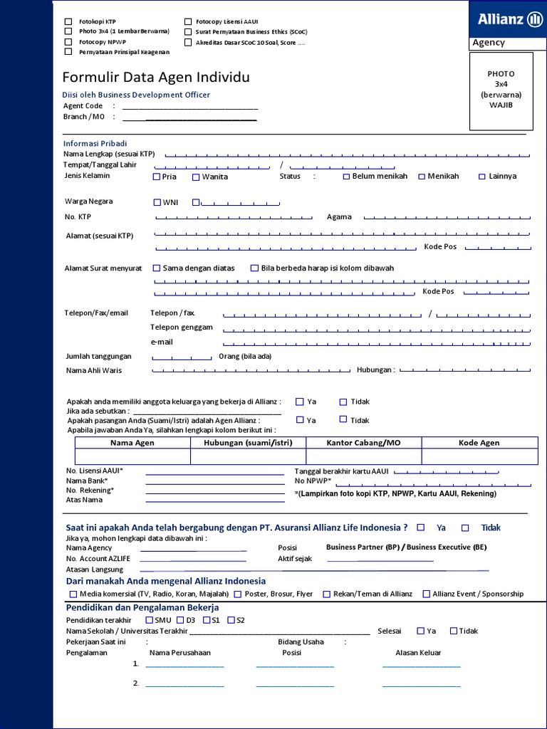 Form Agen - Agency Utama-Rev1 | PDF