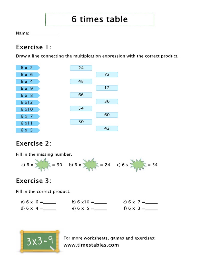6 Times Table Worksheets Ws2 | PDF
