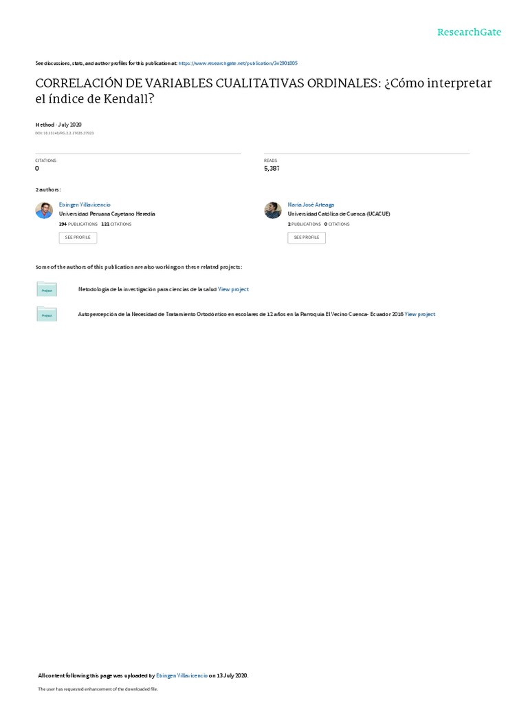 Explica Cinta de Kendall | PDF | Estadísticas | Estadísticas multivariantes