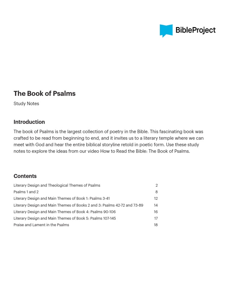 The Book of Psalms Study Notes | PDF | Hallel | Psalms