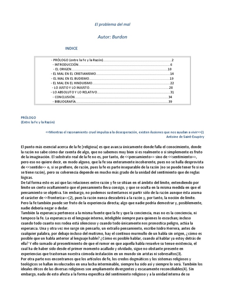BURDON - El Problema Del Mal | PDF | Mal | Verdad