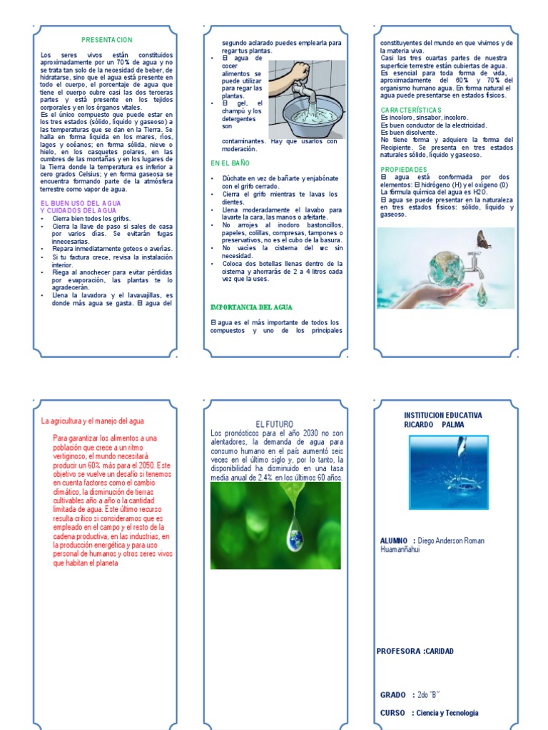 Triptico Cuidado Del Agua | PDF | Agua | Tierra Triptico Cuidado Del Agua | PDF | Agua | Tierra
