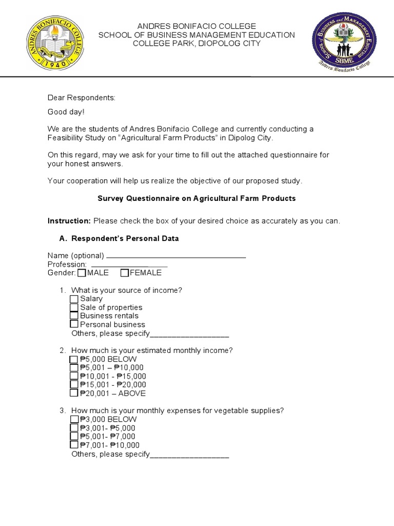 Survey on Farm Product Preferences | PDF | Questionnaire | Agriculture