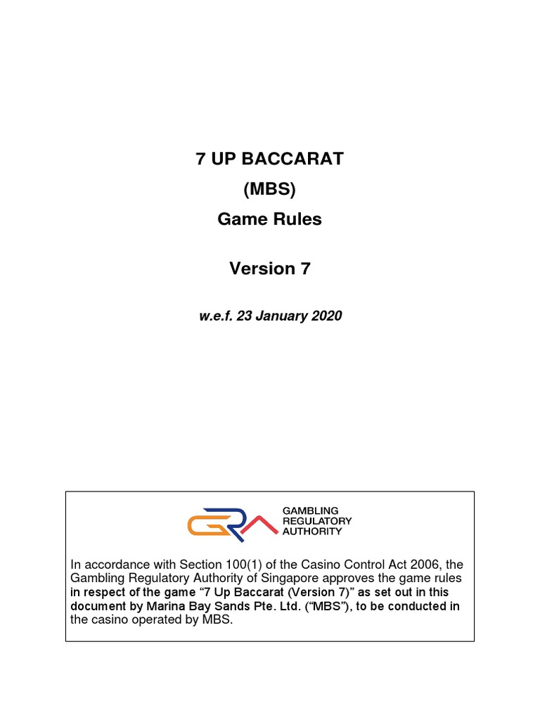 MBS 7 UP Baccarat Game Rules - Ver 7 | PDF | Games Of Chance | Playing ...