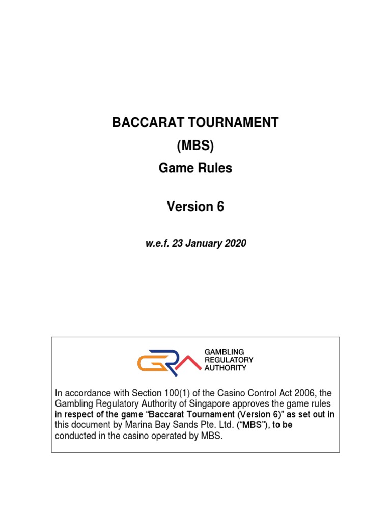 MBS Baccarat Tournament Game Rules Ver 6 | PDF | Card Games | Gambling