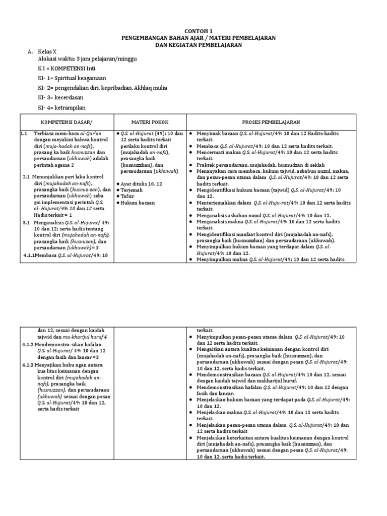 Contoh Format Pengembangan Materi Dan Metode Pembelajaran | PDF