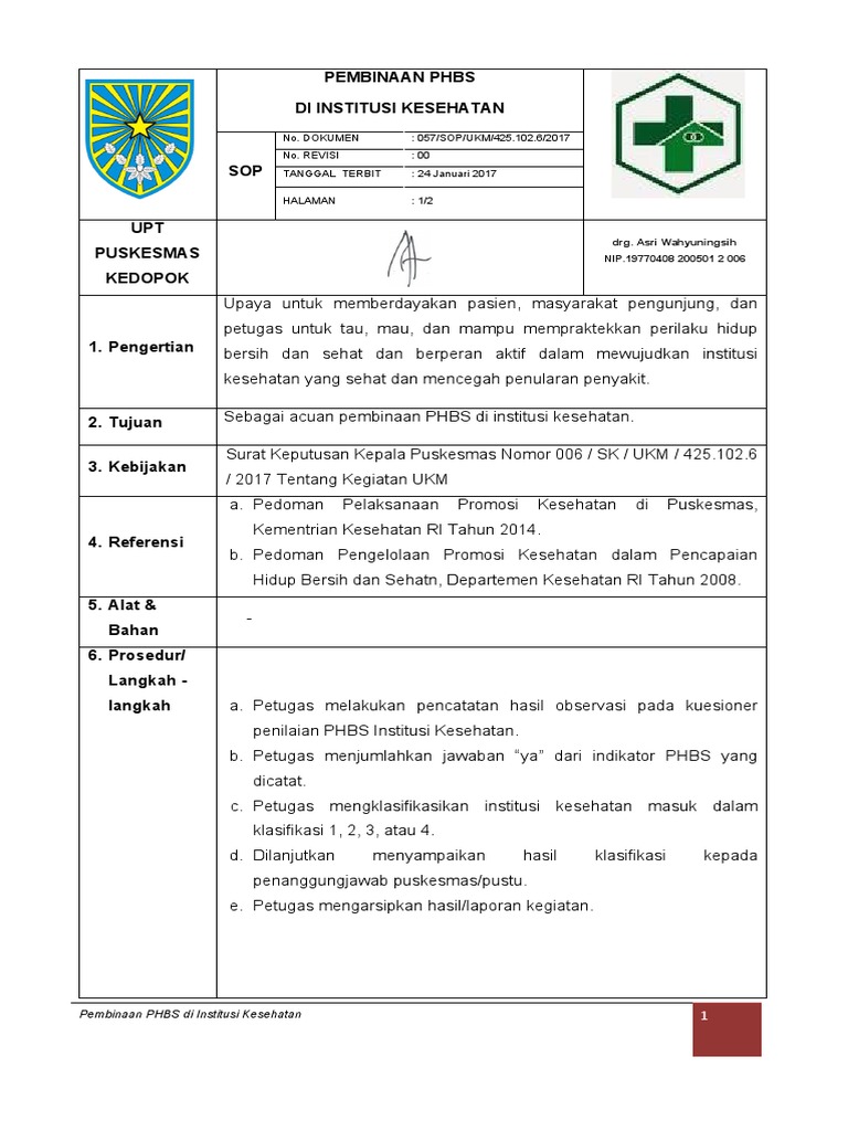 Pembinaan PHBS di Puskesmas 2017 | PDF