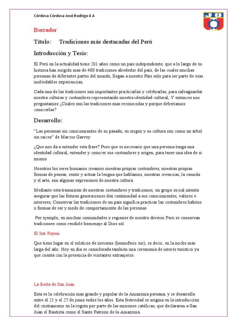 Version Final Comunicacion | PDF | Tradiciones | Perú