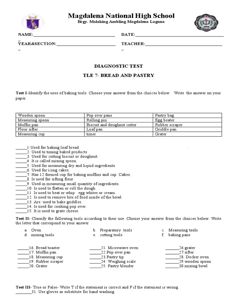gr.7 Diagnostic Test BPP | PDF