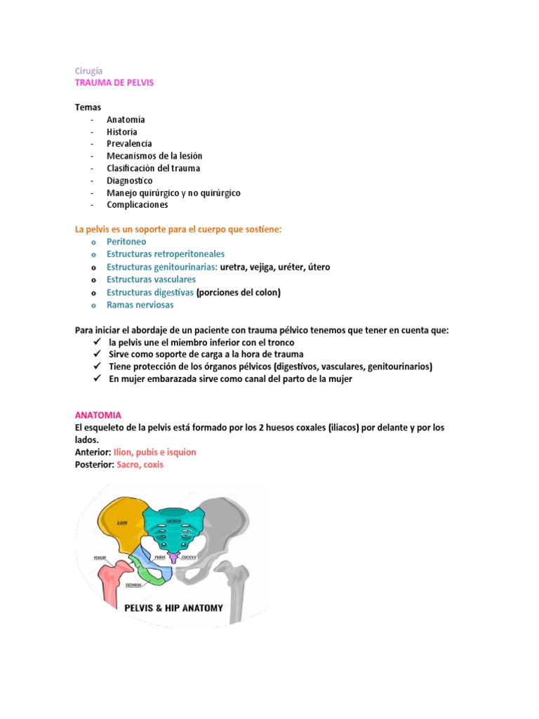 Trauma Pélvico: Mecanismos y Manejo | PDF | Pelvis | Lesión