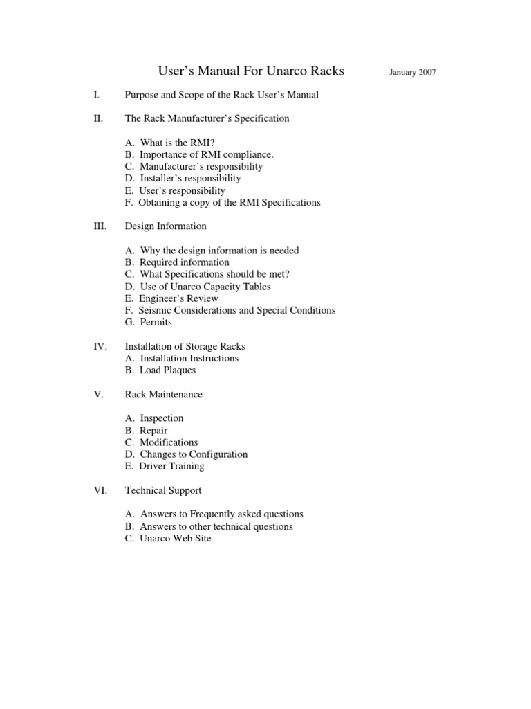 Rack User Manual | PDF | Forklift | Warehouse