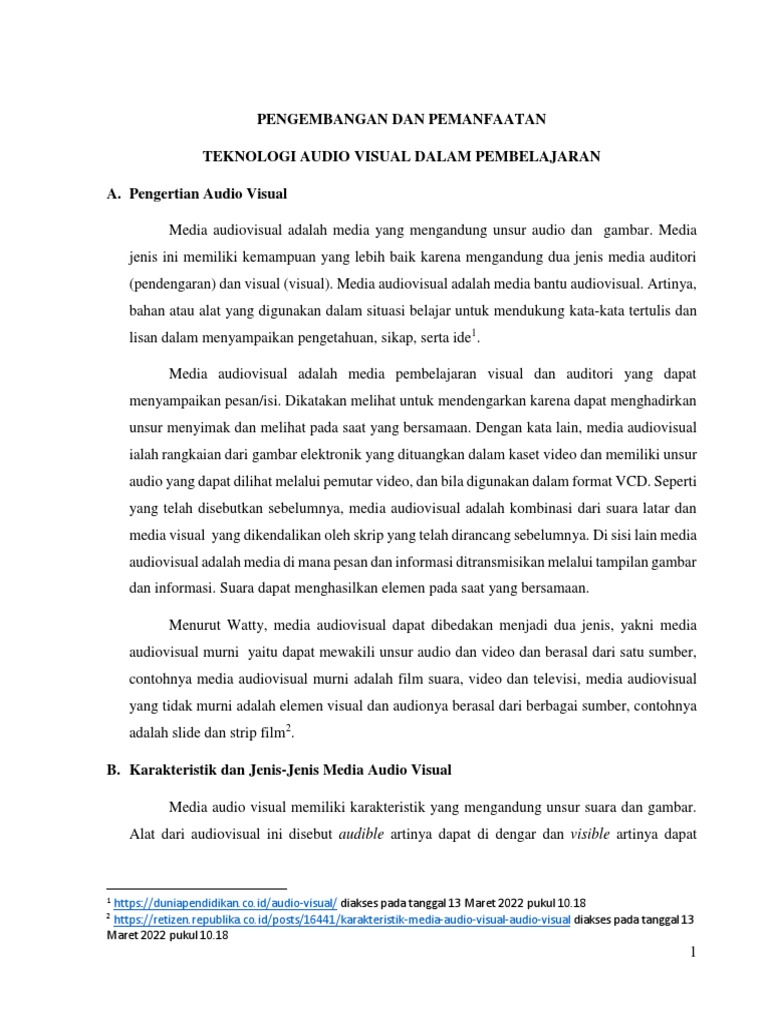 Pengembangan Dan Pemanfaatan Teknologi Audio Visual Dalam Pembelajaran ...