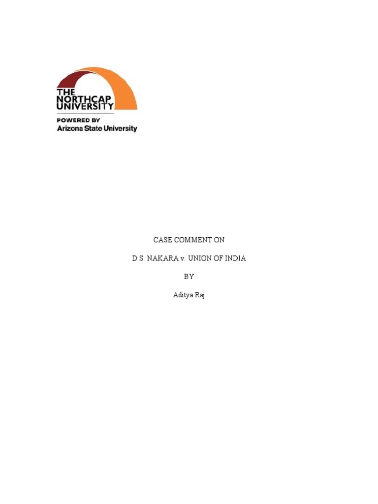 CASE COMMENT On Ds Nakara | PDF | Pension | Welfare
