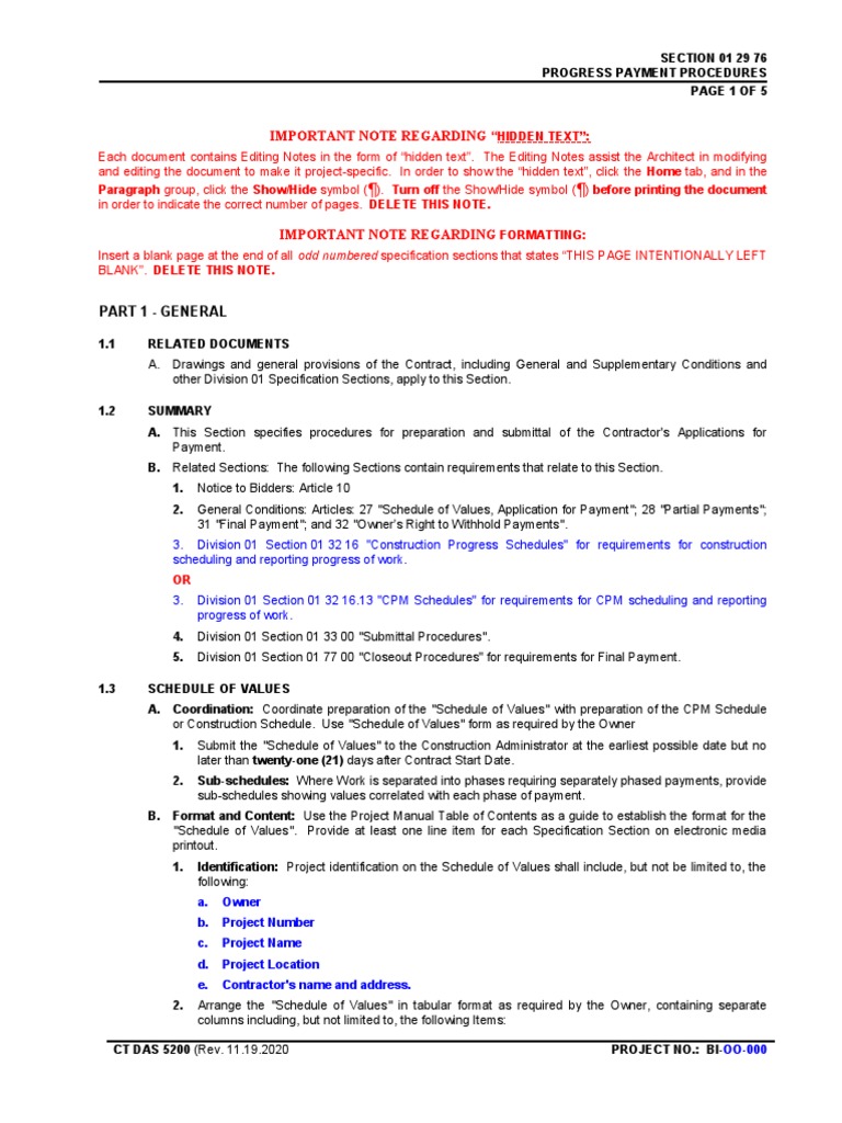 Progress Payment Procedures Guide | PDF | General Contractor ...