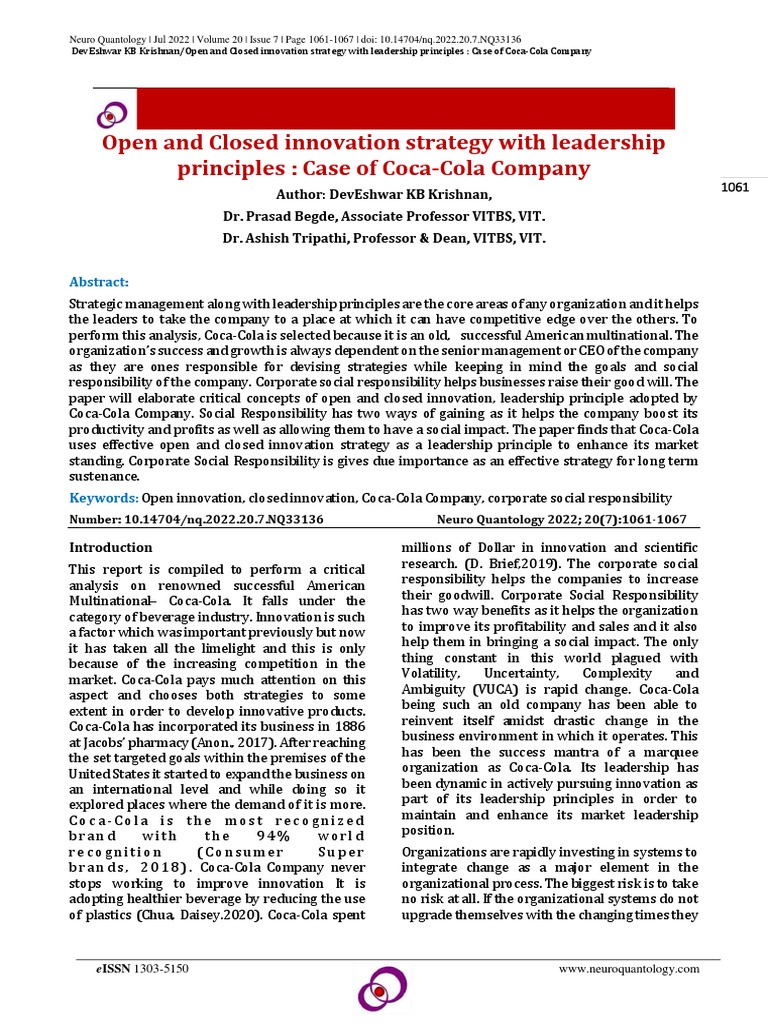 Open and Closed Innovation Strategy With Leadership Principles | PDF
