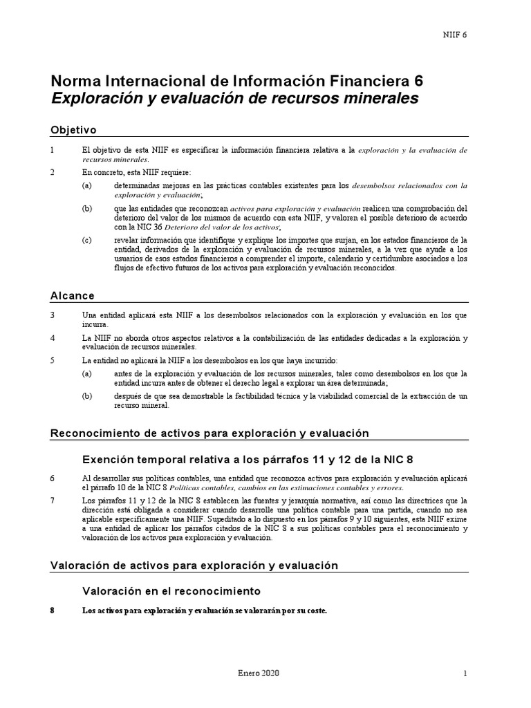 060.NIIF 6 Exploración y Evaluación de Recursos Minerales | PDF ...