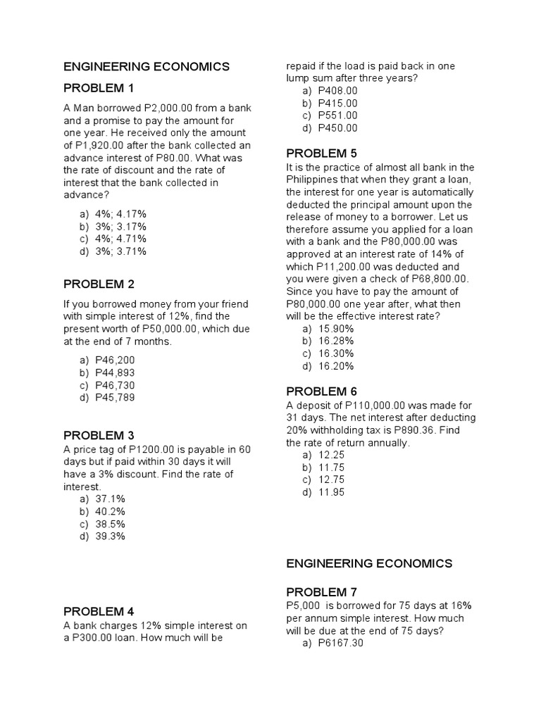 ENGINEERING ECONOMICS Simple and Compounded | PDF | Interest | Interest ...