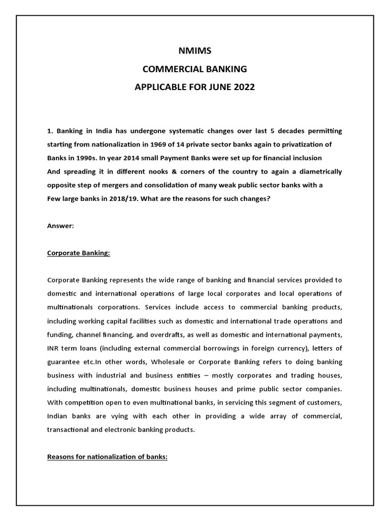 Commerical Banking JUNE 2022 | PDF | Guarantee | Banks