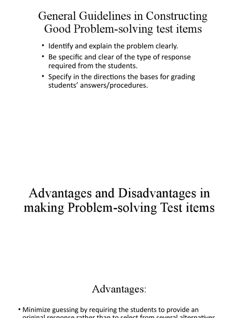 General Guidelines in Constructing Good Problem-Solving Test Items | PDF
