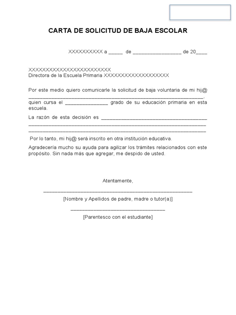 Carta de Solicitud de Baja Escolar GENERAL | PDF