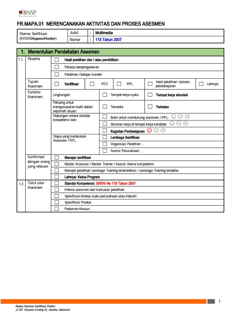 01 - FR - Mapa.01 Merencanakan Aktivitas Dan Proses Asesmen | PDF