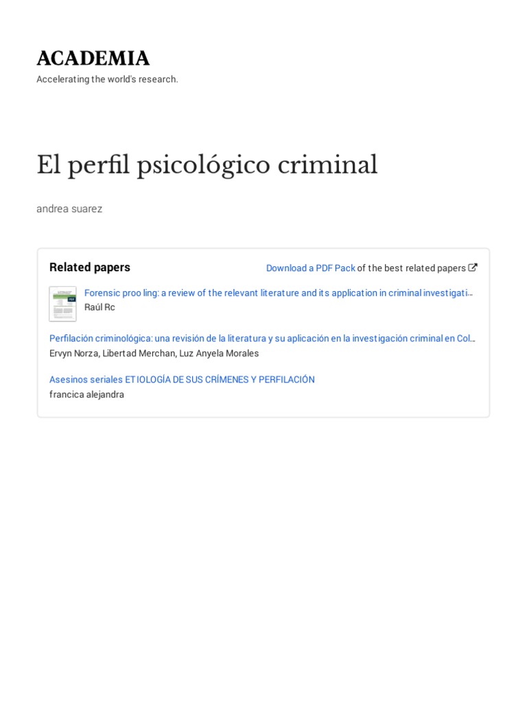 Perfil Psicologico Criminal | PDF | Perfil del delincuente | Asesino en serie
