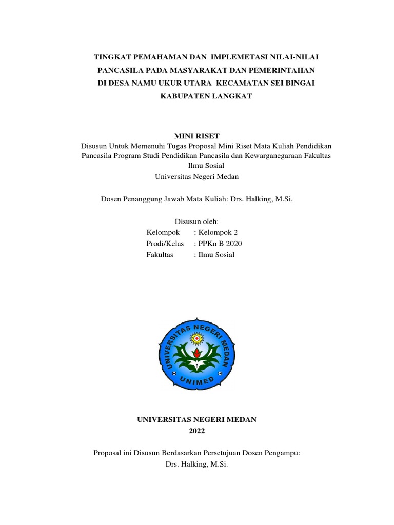 Proposal Mini Riset (Kelompok 2) - PPKN B 2020 | PDF