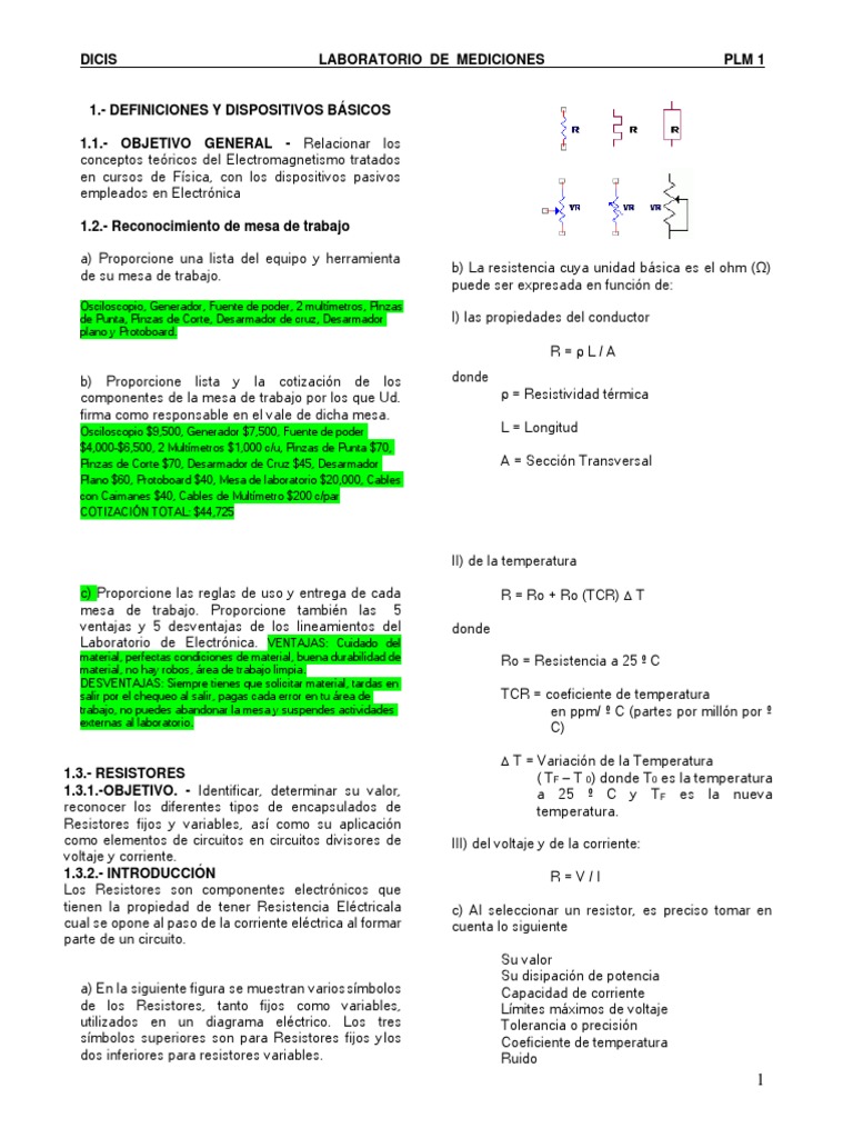 Practica 1 Lab de Mediciones | Descargar gratis PDF | Inductor | Resistor