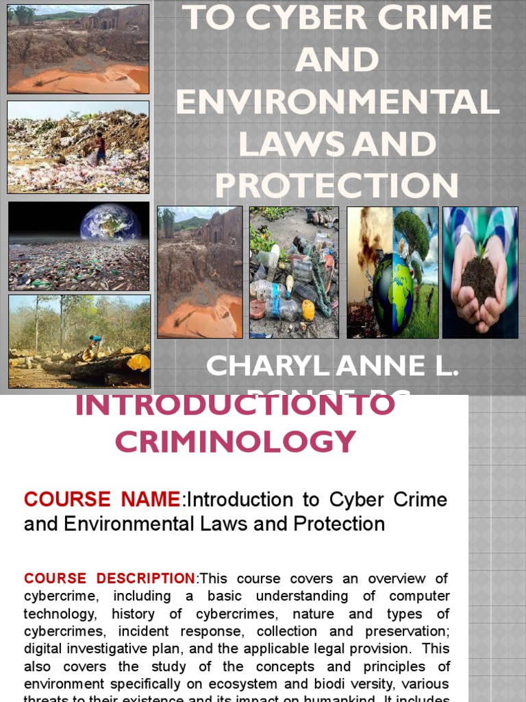 Cdi 109 Introduction To Cybercrime and Environmental Laws and ...