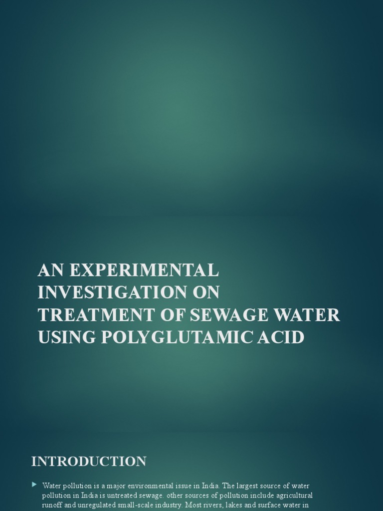 An Experimental Investigation On Treatment of Sewage Water | PDF ...