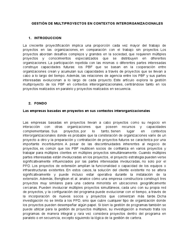 Revista - Gestión de Multiproyectos en Contextos Interorganizacionales | PDF | Aprendizaje ...