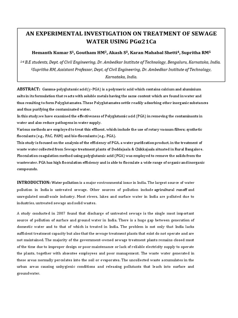 PGA Research Paper | PDF | Water Treatment | Sewage Treatment