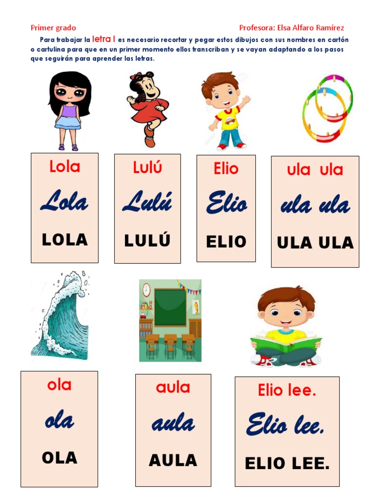 Palabras para Trabajar La L | PDF | Escritura