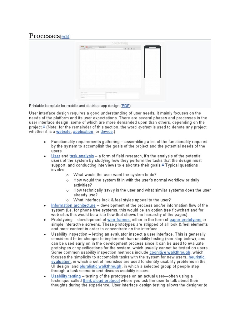 Processes | PDF | Usability | Graphical User Interfaces