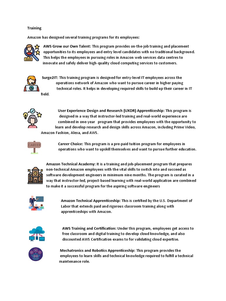 Amazon employee training programs | PDF | Amazon Web Services | Cloud ...