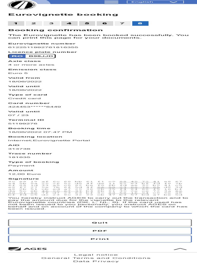 Eurovignette Booking 2 | PDF