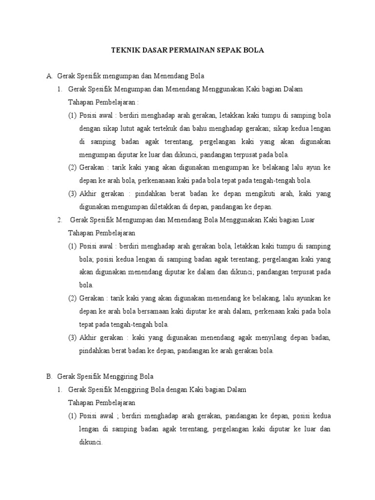 Gerak Spesifik Mengumpan Dan Menendang Bola | PDF
