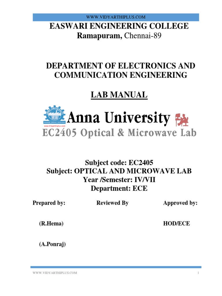 EC2405 Optical Mwave Lab | PDF | Antenna (Radio) | Diode
