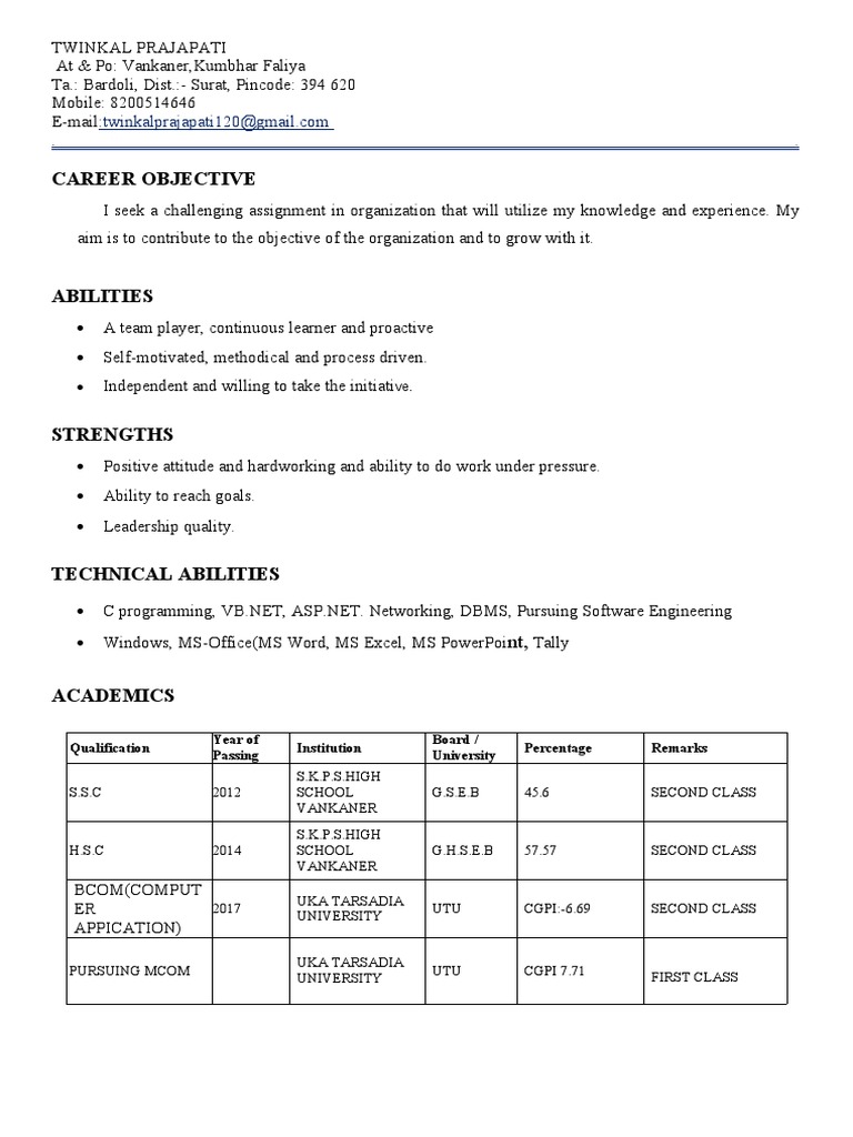 Tinku Resume | Download Free PDF | Learning | Cognition