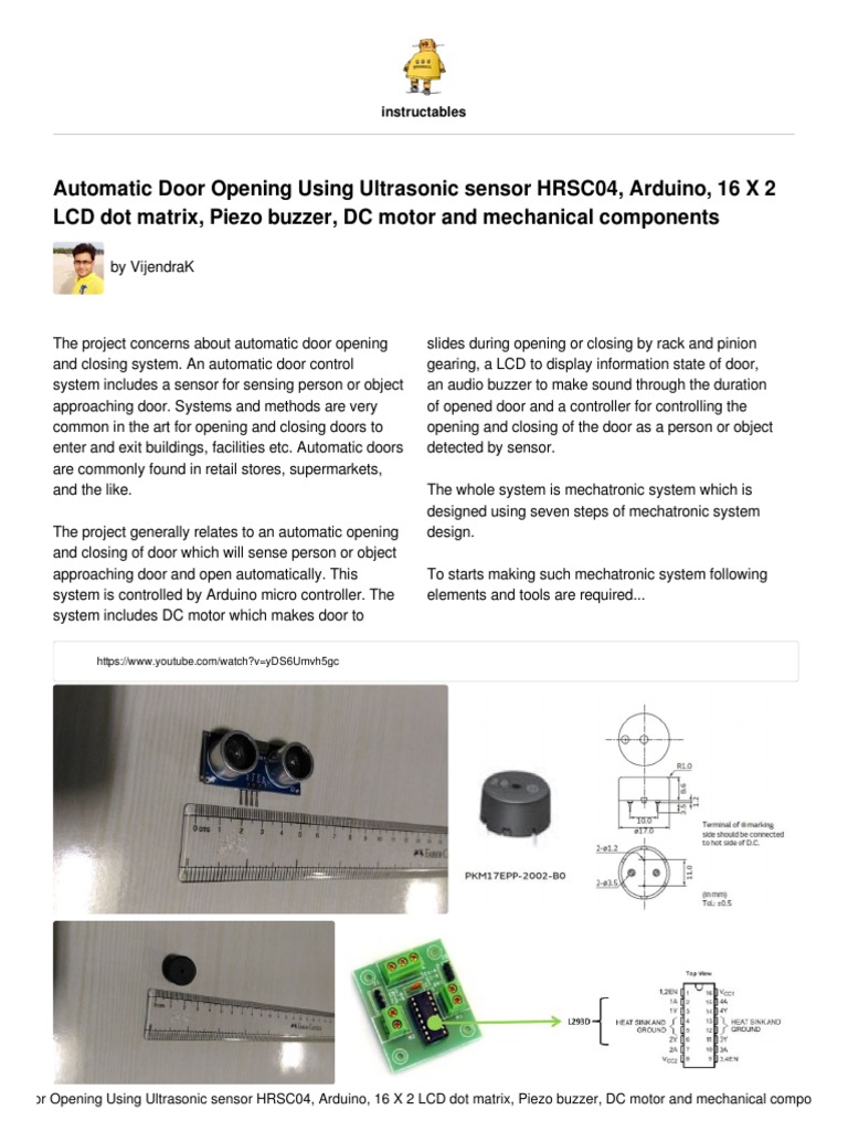 Automatic Door Opening Using Arduino HRSC04 Ultras | PDF | Electric ...