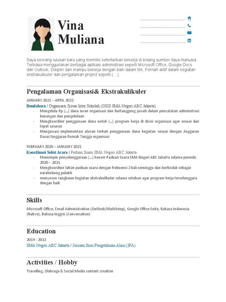 Contoh CV Lulusan SMA IPA | PDF | Karier & Perkembangan | Bisnis