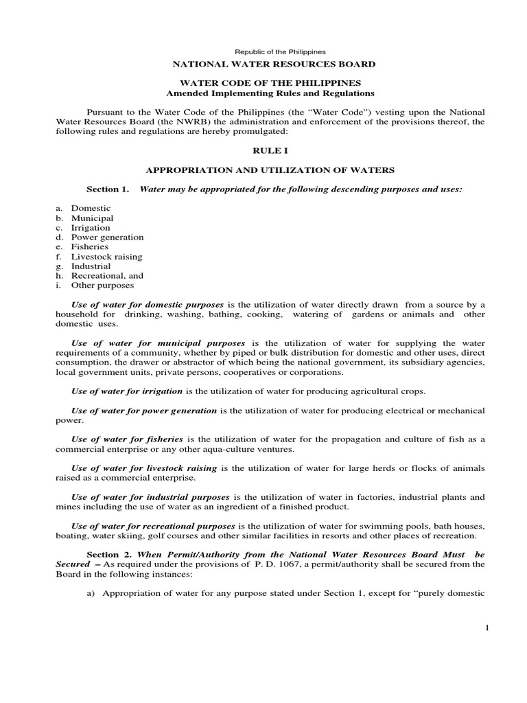 Water Code Regulations Philippines | PDF | Water Resources | Levee