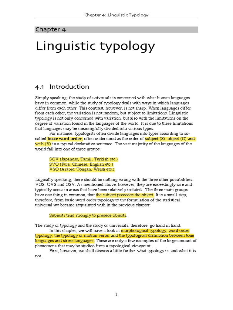CL Linguistic Typology | PDF | Linguistic Typology | Stress (Linguistics)
