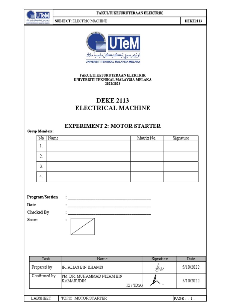 Lab 2 - Motor Stater - Signed | PDF | Power Supply | Relay