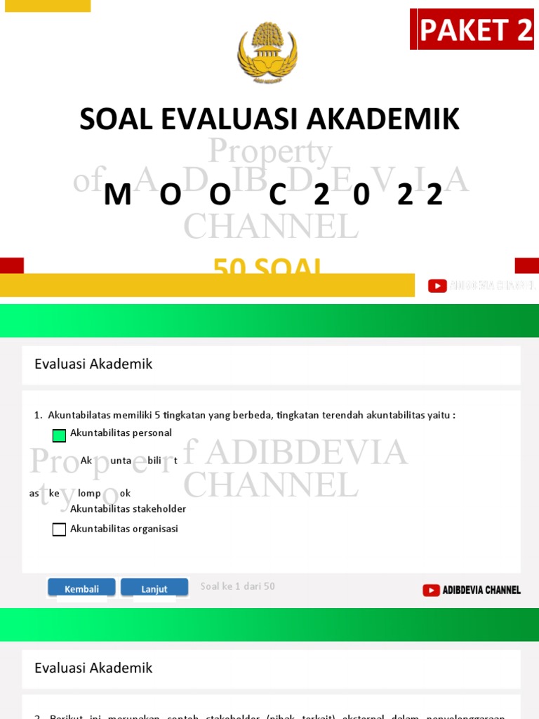 Soal Mooc 2022 Paket 2 Full | PDF