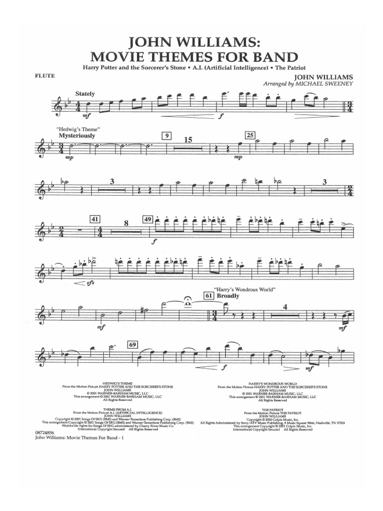 Flute - John Williams - Movie Themes For Band (WW) | PDF