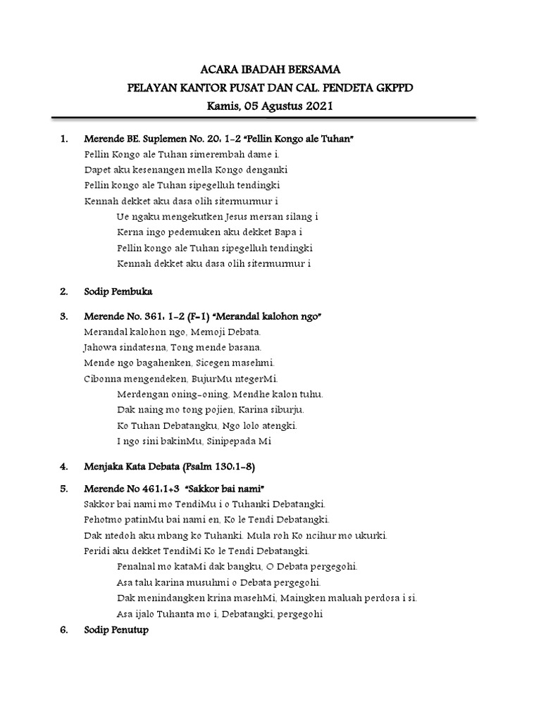Ibadah Bersama GKPPD 5 Agustus 2021 | PDF | Agama & Spiritualitas