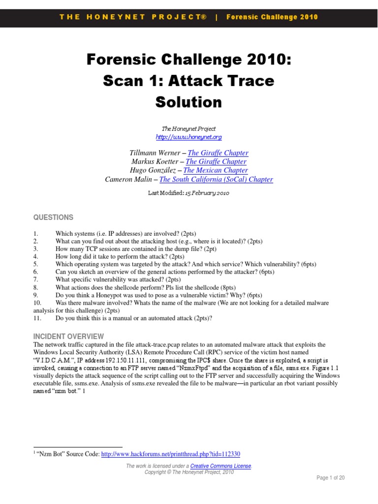 Forensic Challenge 2010 - Scan 1 - Solution - Final | PDF ...